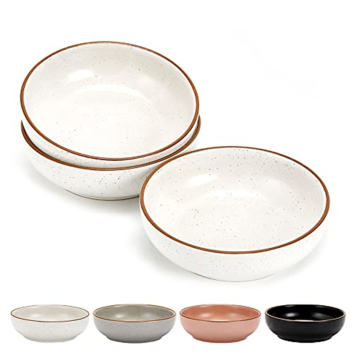 Ceramic Cat Bowls, Howise Pet Bowl Cat Dishes for Food and Water, 5.3 in Cat Food Dish 3 Pack Cat Food Bowls Set Small Dog Dish, Matte White Finish