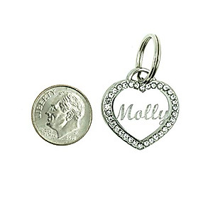 Custom Engraved Personalized Stainless Steel Small Heart Rhinestones Dog Cat Pet ID Jewelry Bling Tag