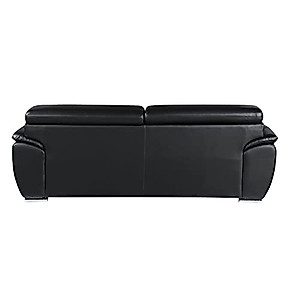 Blackjack Furniture 4571 Veal Collection Leather Upholstered Modern Living Room Chair, Loveseat, Sofa, Black