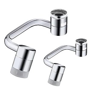 2 Pack Chrome Faucet Aerator, 1080° Swivel Faucet Extender, Kitchen Sink Aerator Extension With 2 Water Outlet Modes Faucet Nozzle, Bathroom Rotating Faucet Attachment