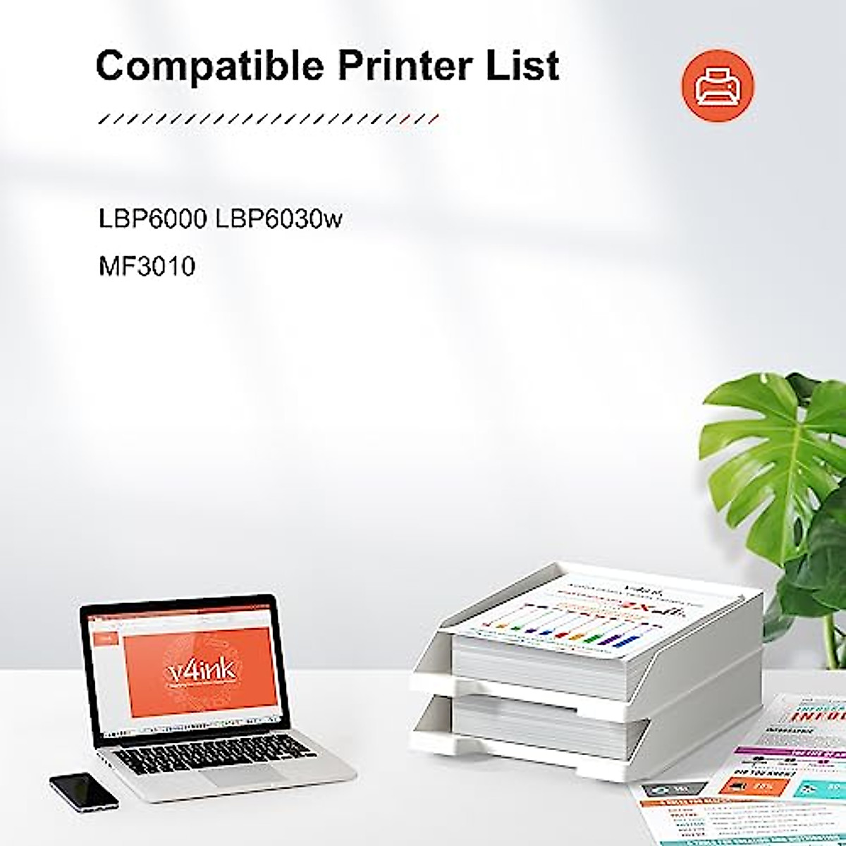 v4ink 4PK Compatible CRG-125 Toner Cartridge Replacement for Canon 125 CRG125 3484B001AA Toner Black Ink for Canon ImageClass LBP6030W LBP6030 LBP6000 MF3010 Printer