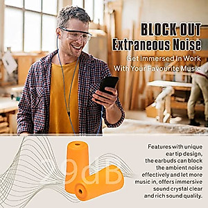 Hearprotek earplug Headphones for Work, Safety Foam Earbuds Headphones That Look Like earplugs for Hearing Protection Noise Isolation-Great for Work Shift, Construction, Lawn Mowing, Heavy Machinery