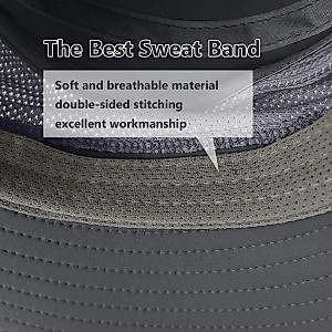 LCZTN Mens UPF 50+ Sun Protection Safari Cap Wide Brim Fishing Hiking Hat with Neck Flap for Garden Work (Dark Grey)