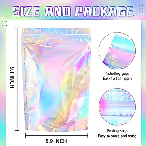 NPLUX Stand Up Holographic Mylar Bags Resealable Zipper Bags for Small Business Packaging Supplies(100PACK, 6x9IN)