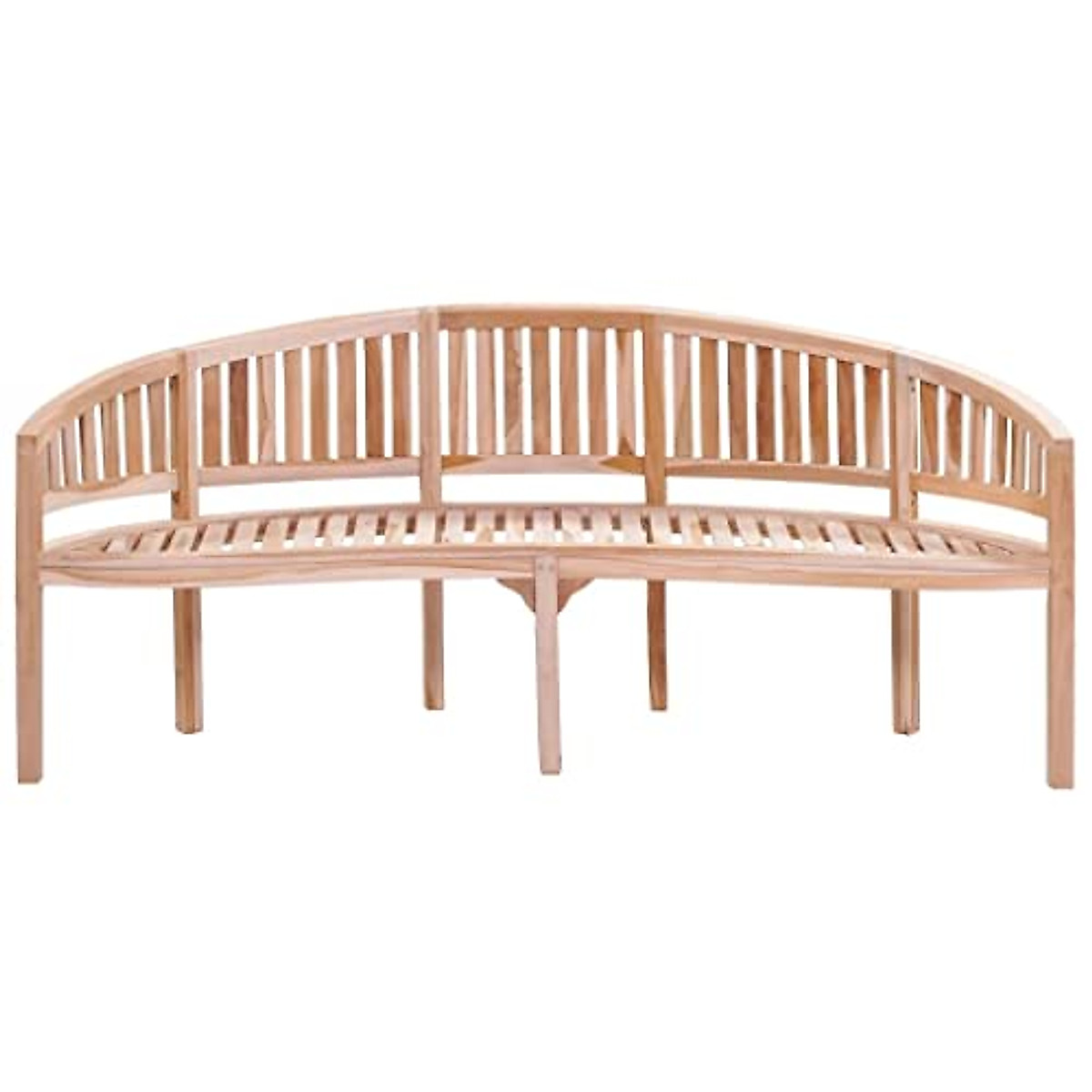 vidaXL Solid Teak Wood Banana Bench Garden Outdoor Patio Balcony Backyard Terrace Living Room Seat Lounge Seating Wooden Home 78.7"