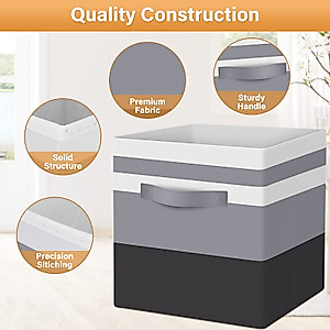StoreHappily Storage Bins, 11 Inch Foldable Fabric Boxes with Handles and Cardboard for Closet, Utility Room, Bedroom Living Room, Pack of 4