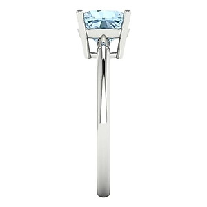 Clara Pucci 2.0 ct Cushion Cut Solitaire Natural Aquamarine Engagement Wedding Bridal Promise Anniversary Ring 18K White Gold Size 11