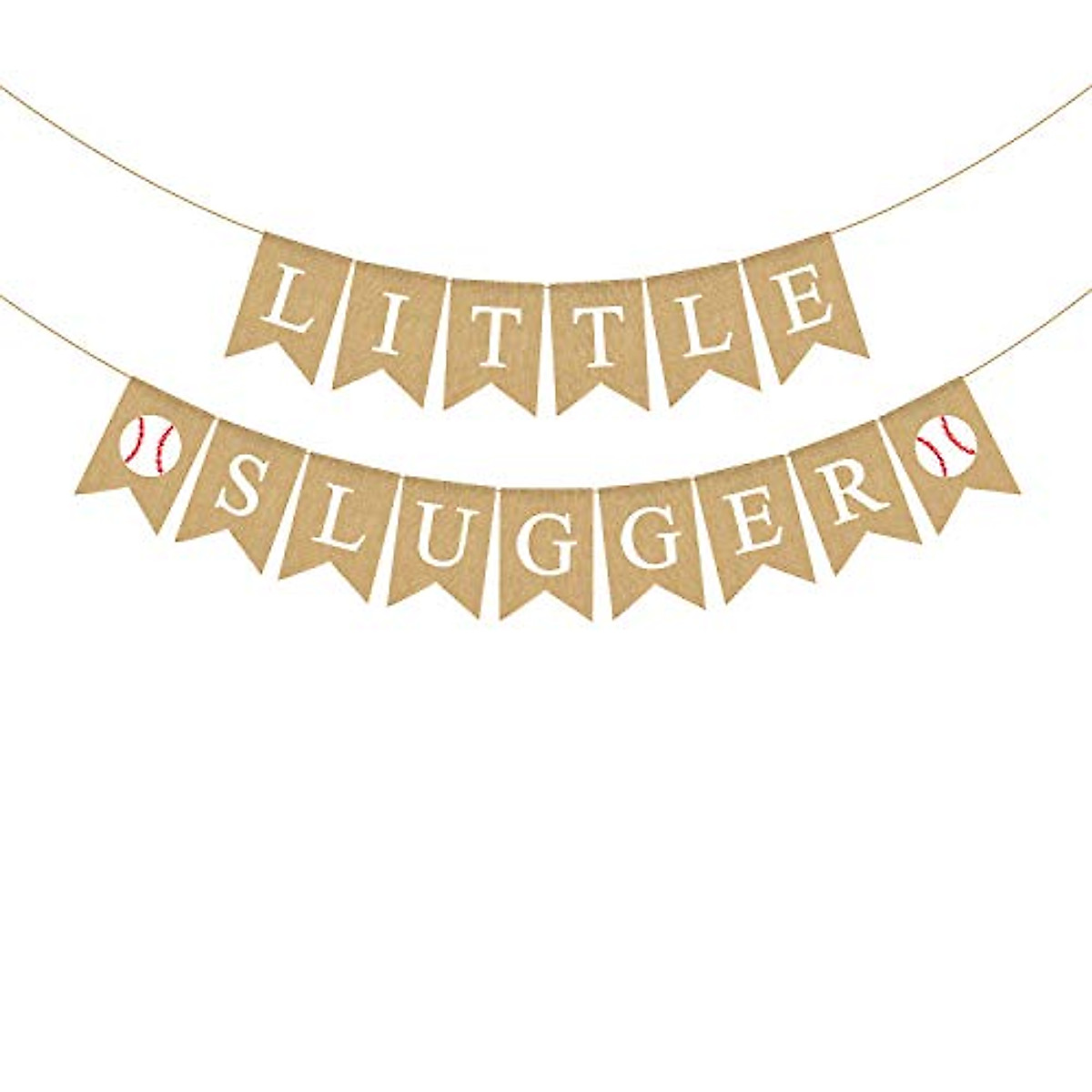 Jute Burlap Little Slugger Banner Boy Baseball Theme Baby Shower Party Decoration Supply