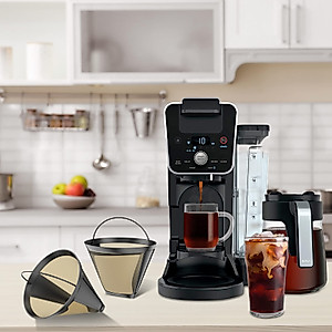 Gold Coffee filter - Permanent Reusable #4 Cone Shape metal Coffee Filter Compatible with Ninja CFP301 CFP201 Coffee Accessories - Cone Shape Coffee Filter 4 - 1PCs