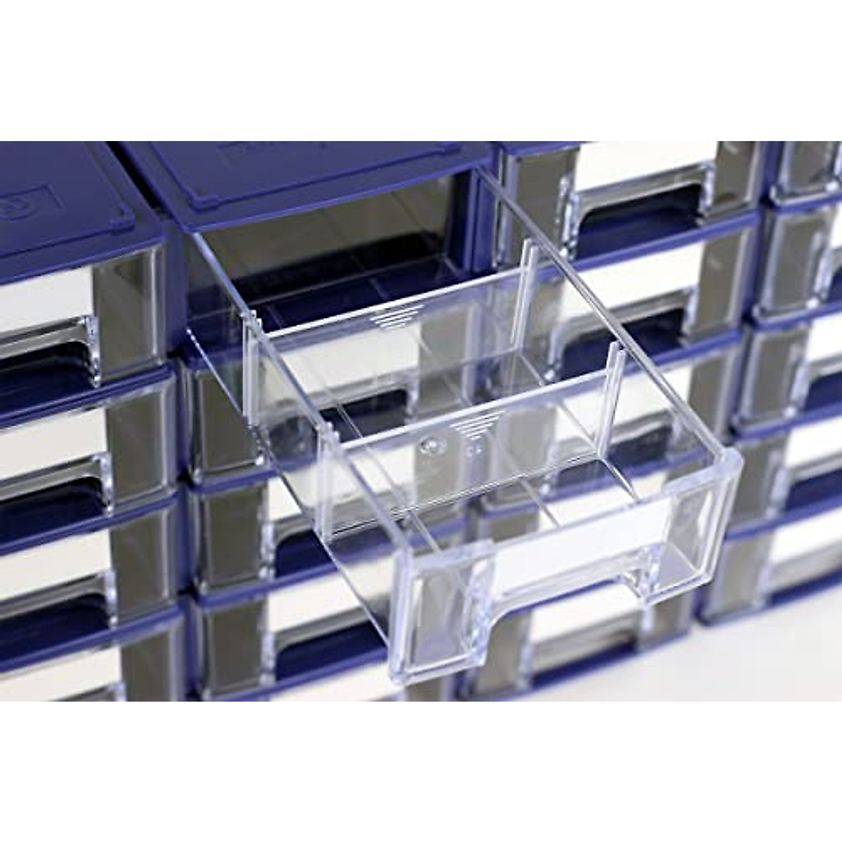 Stackable Storage Drawers Set of 20, Plastic Drawers Organizer for Small Parts Screw Craft Organizer, Mini Drawer Organizer with Dividers and Paper Labels(20 PCS, Blue)