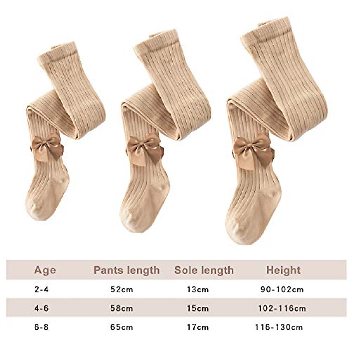 ACTLATI 2-8T Girls Tights Toddler Knit Cotton Leggings 3 Pairs of Baby Girl Stockings Girls Winter Pantyhose Pants