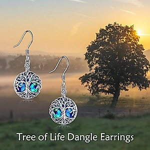WINNICACA Tree of Life Earrings 925 Sterling Silver Celtic Tree of Life Dangle Drop Earrings for Women Abalone Shell Family Tree Earrings Jewelry Gifts for Women Her Daughter Birthday Graduation Gift