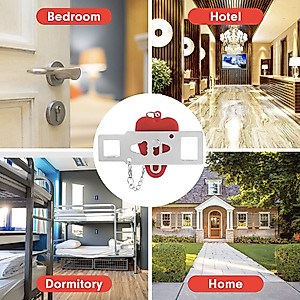 Portable Door Lock,Stainless Steel Travel Door Lock for Security,Portable Security Door Stop (Red)