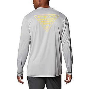 Columbia Men’s PFG Terminal Tackle Destination Long Sleeve, Sun Protection, White/Texas, Large
