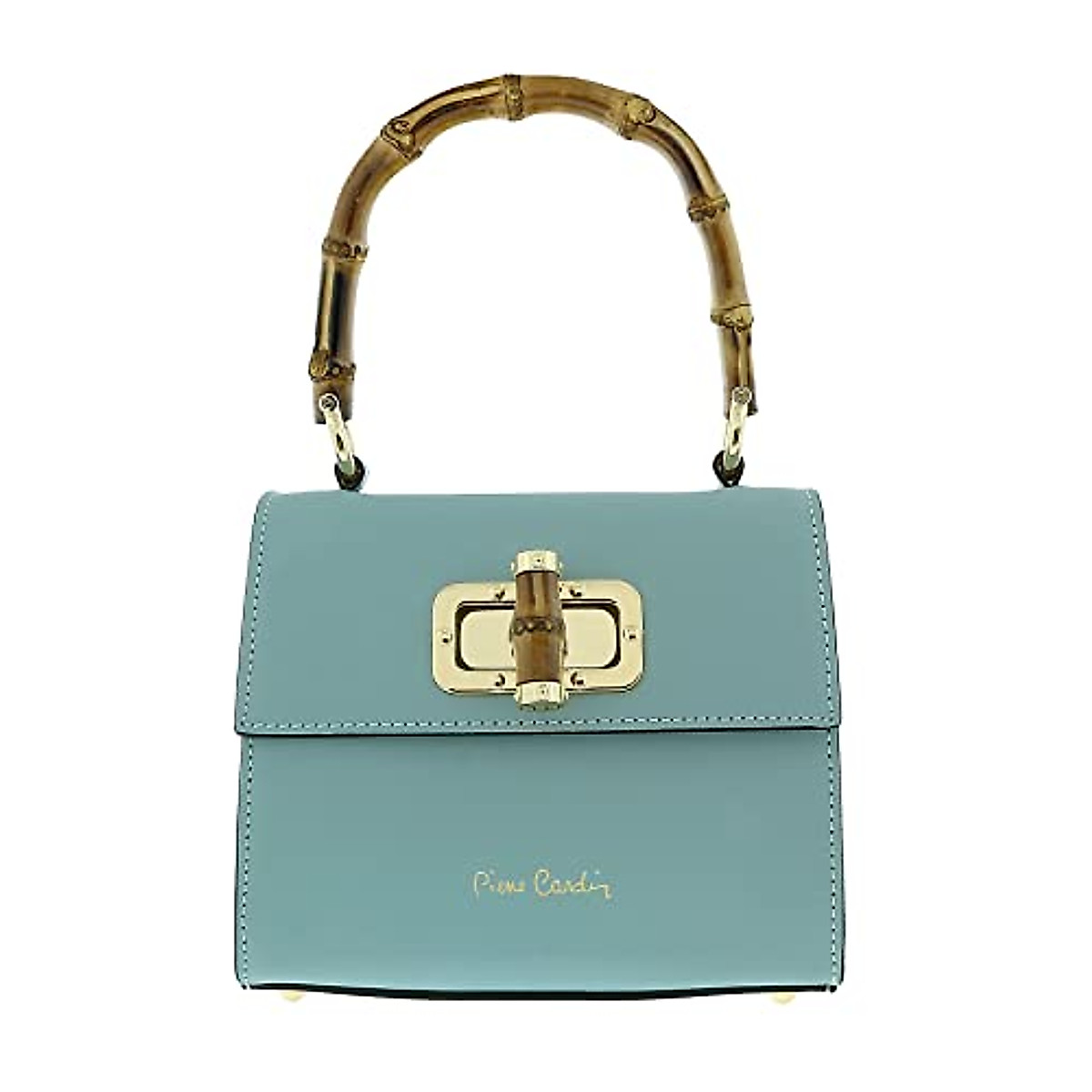 Pierre Cardin Light Blue Leather Small Vintage Structured Satchel Bag for womens