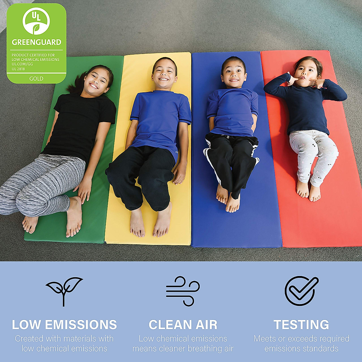 FDP SoftScape 4ft x 8ft Runway Tumbling Mat - Soft, Sturdy Foam, 3-Fold Exercise Mat; Safe Indoor Active Play, Gymnastics Practice, Training, Stretching for Kids - Assorted