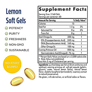 Nordic Naturals Omega Woman, Lemon - 120 Soft Gels - 500 mg Omega-3 + 800 mg Evening Primrose Oil - Healthy Skin, Hormonal Balance, Optimal Wellness - Non-GMO - 60 Servings