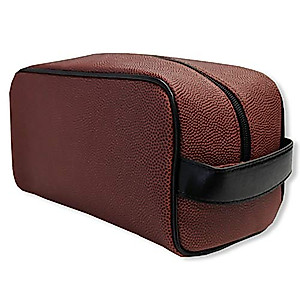 Oklahoma Sooners Football Leather Travel Toiletry Kit Zippered Pouch Bag - made from the same exact materials as a football - Brown