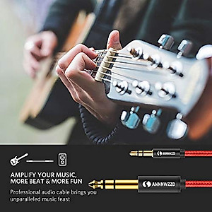 ANNNWZZD 1/8 to 1/4 Stereo Cable, 3.5mm to 1/4 Cable Male to Male Stereo Jack Cables for Guitar, iPod, Laptop, Home Theater Devices, Speaker and Amplifiers 6ft/2m