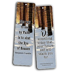 Creanoso Inspirational Quotes Bookmarks Cards (60-Pack) - Wisdom Sayings - Encouragement Stocking Stuffers Gifts for Men Women Adults Teens Kids Entrepreneur Seminar Bookmarker Pack