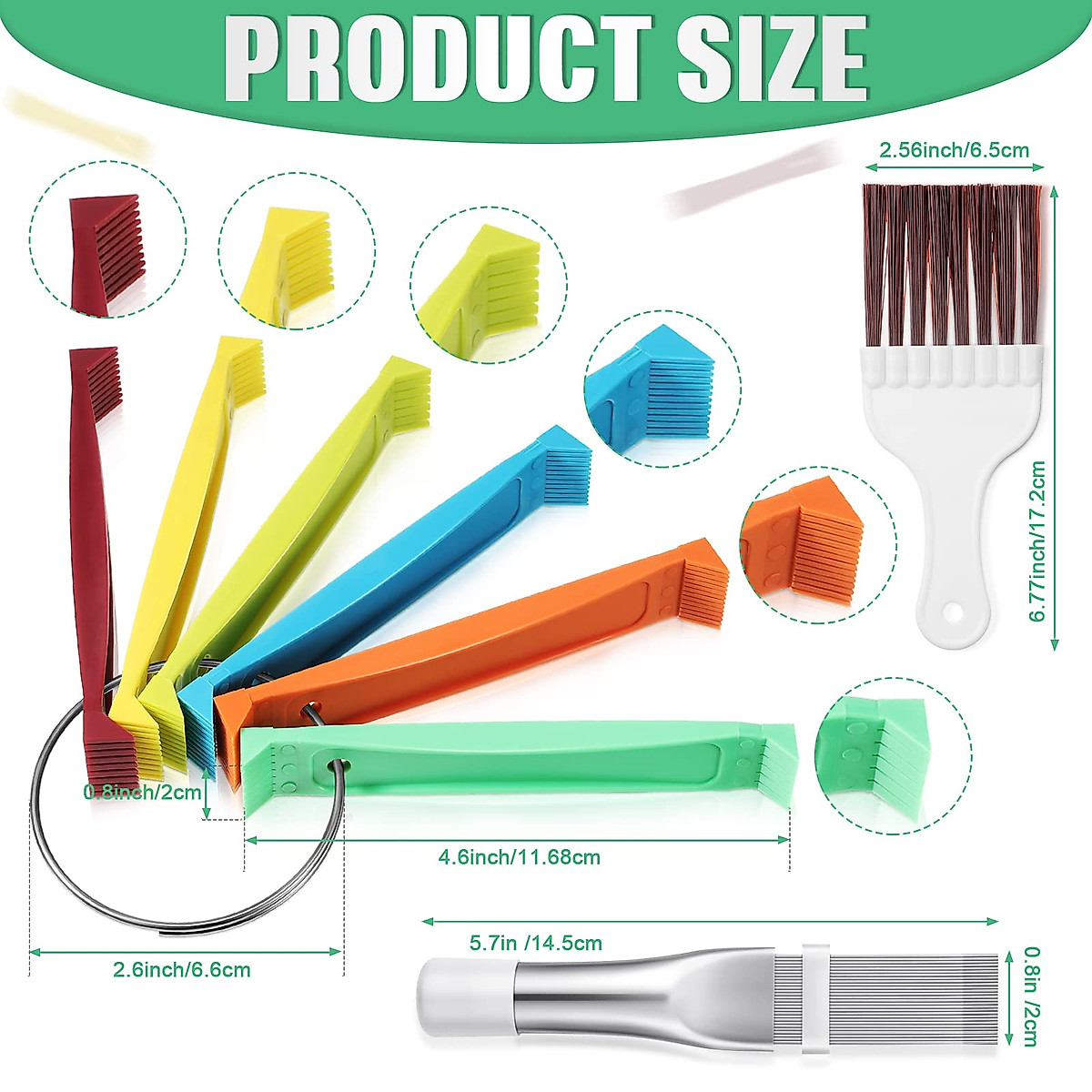 CHENGU 4 Pieces Air Conditioner Fin Cleaner Set 2 Different Fin Comb Condenser Fin Straightener 2 Pieces Coil Cleaning Brush Condenser Fin Comb Stainless Steel Radiator Repair Cleaning Tool Set