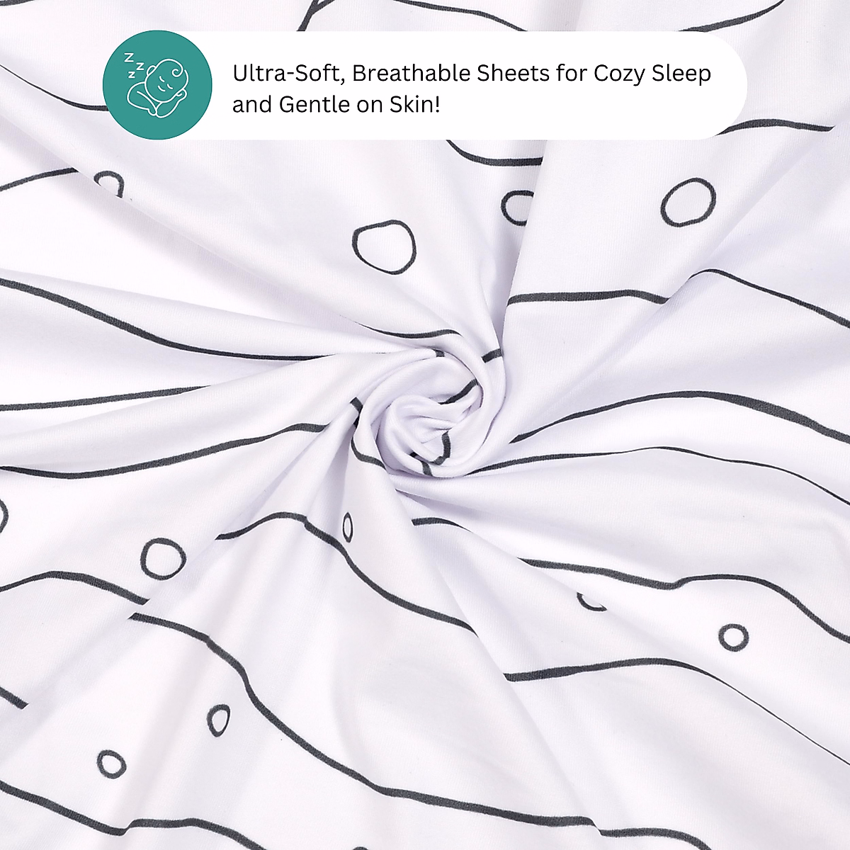 TansyPanda Bassinet Sheets for Baby Delight Snuggle Nest, Chicco LullaGo, Snoo Smart, Fisher Price, 4PC, 30 x 18 Inch, Ultra Soft, Breathable, Snug Fit, Unisex Boys Girls, Gray White (Ocean Fish)