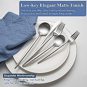 40 Piece Silverware Set Service for 8, EIUBUIE Premium Stainless Steel Cutlery Set, Matte Finish Unique Flatware Sets, Modern Kitchen Tableware Eating Utensil Sets Include Spoons Forks Knives