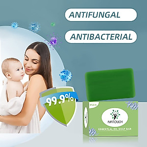 Natouch Antifungal Soap, Upgrade Natural Tea Tree Oil Body Soap Bar, Help Jock Itch, Ringworm, Athlete's Foot, Body Odor, Skin Irritations With Natural Tea Tree Oil, Eucalyptus Oil, and Lavender Oil