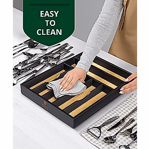 ROYAL CRAFT WOOD Premium Bamboo Kitchen Utensil Rack: Elegant Organizer and Spacious Utensil Holder for Streamlined Kitchen Storage