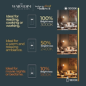 9 Watt LED G25 Light Bulbs, Warm Dimming 3000K (Soft White) - 1800K (Candlelight), 800 Lumens