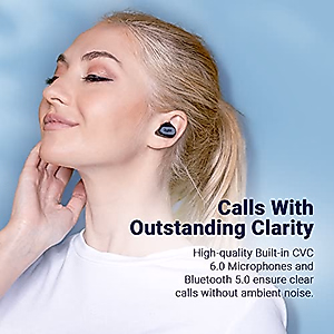 233621 Droplet True Wireless Earbuds, CVC 6.0 Call Noise Cancelling Headphones, IPX5 Waterproof Bluetooth 5.0 Earphones Touch Control, Stereo Sound, Comfortable fit for Home, Office, Gym (Black)