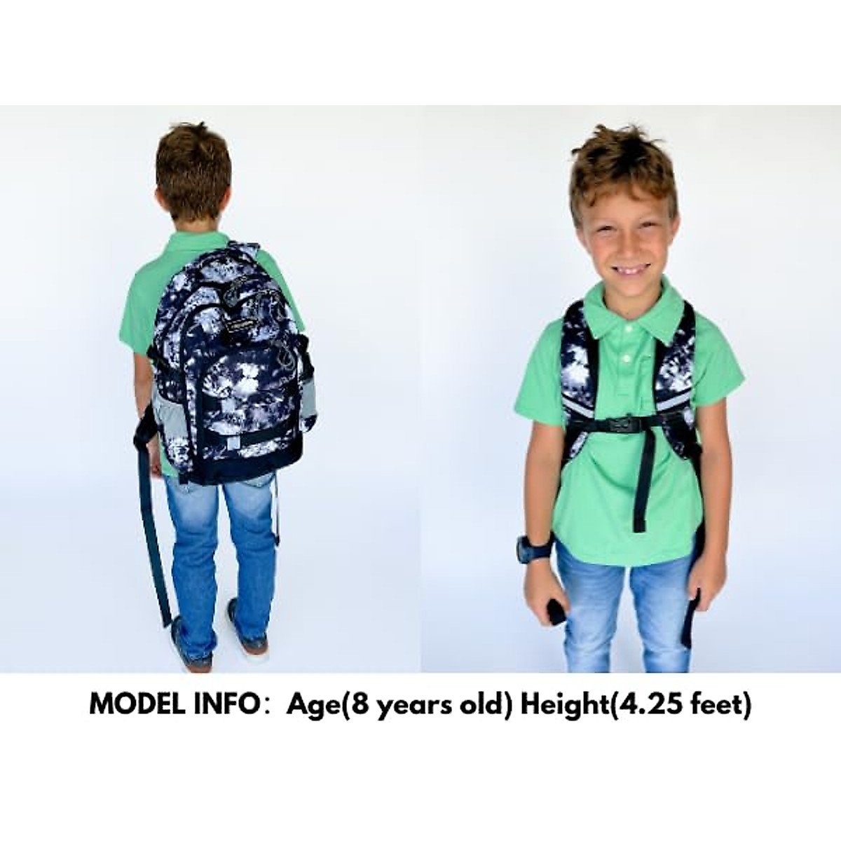 mibasies Kids Backpack Boys, Elementary School Backpack for Boys 17Inch(Marble Black)