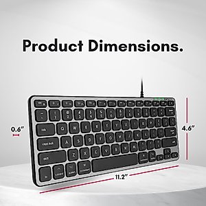 Macally Backlit Wired Keyboard for Mac | Compatible Apple Keyboard (Small and Compact) Comfortable All Day Typing USB Keyboard for MacBook Pro/Air, iMac, Mac Mini/Pro (Space Grey)