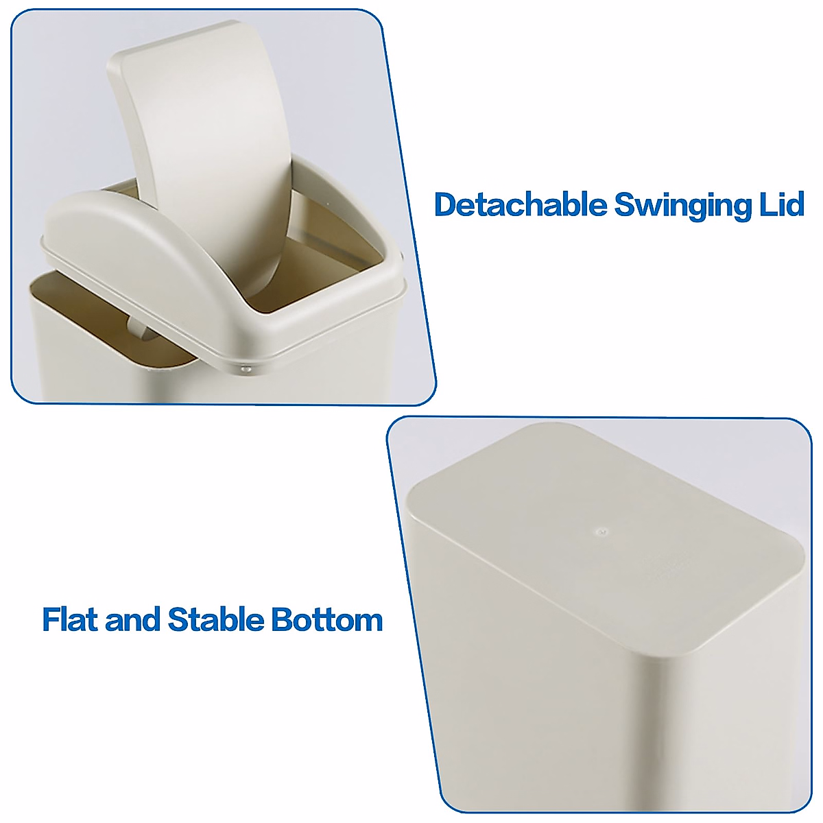 Saedy Small Swing Lid Trash Can, 14 L Slim Garbage Bin