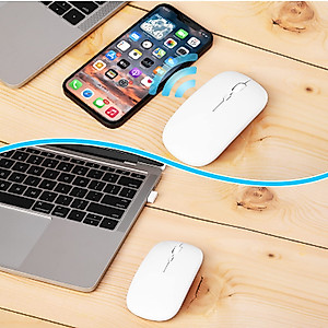 UrbanX Bluetooth Rechargeable Mouse for Dell Latitude 5420 Laptop Bluetooth Wireless Mouse Designed for Laptop/PC/Mac/iPad pro/Computer/Tablet/Android Pure White