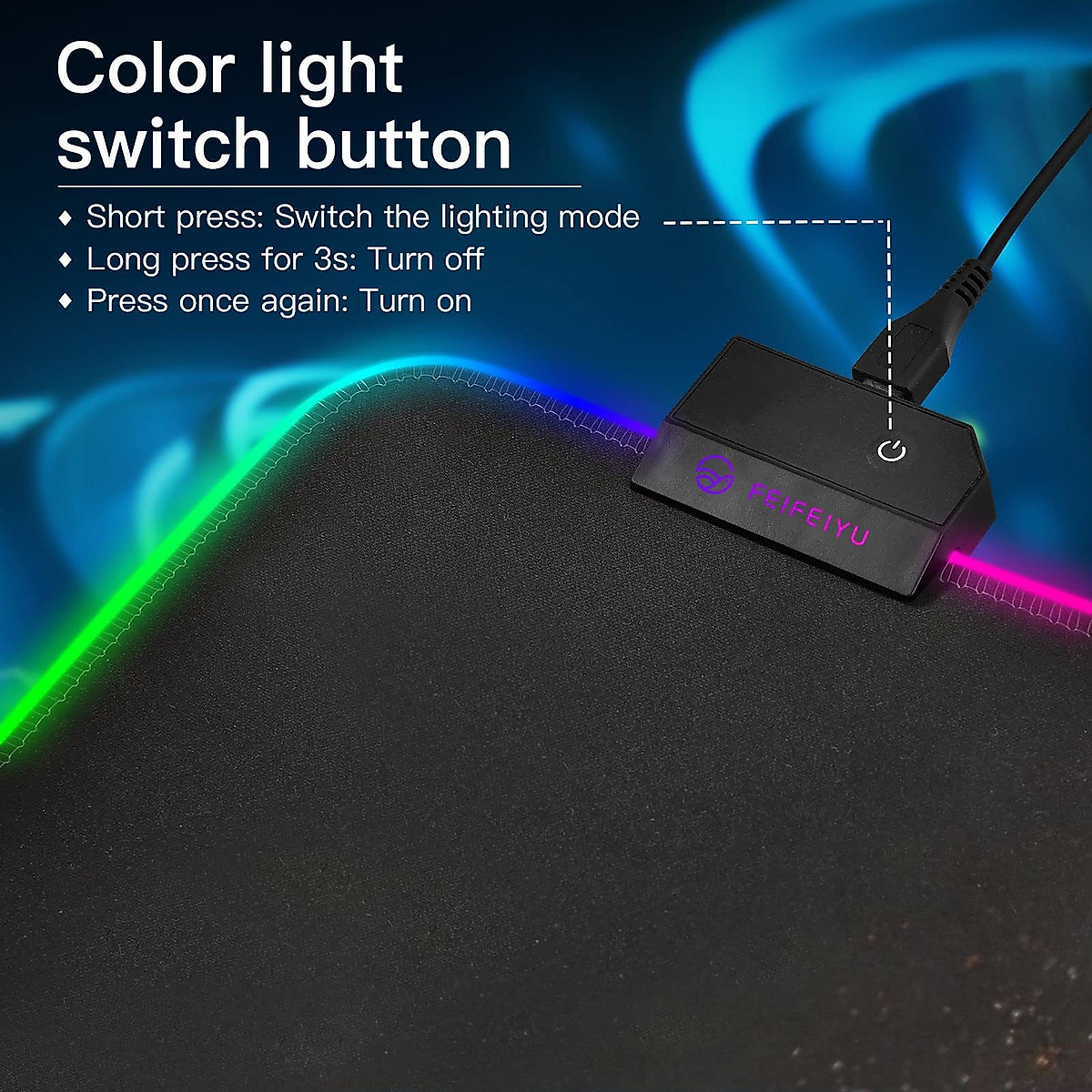 FOLIOSA RGB Gaming Mouse Pad (Art Basketball), Large Gaming Desk Mat with Multiple Light Modes Anti Slip Rubber Base for Gamer 2 Size