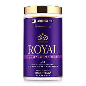 Bruno MD Royal Collagen Peptides, Clinically proven, Dietary Supplement, Improves Skin & Cellulite, European Sourced, Improves the Look of Hair & Nails, Blended with Vitamin C, Bone & Joint Supplement