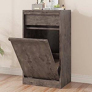 GAOMON Trash Cabinet Tilt Out, Hidden Trash Cabinet 10 Gallon Pet-Proof Trash Bin Holder, Free Standing Garbage Can Cabinet for Kitchen Dining Living Room, Dark Grey