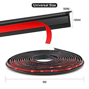 5M/16.4Ft Car Weather Seal Strip for Car Front Rear Bumper Lip Headlight, Rubber Seal Strip Waterproof Universal T-Type Automotive Weather Stripping for Car (8 * 10mm)