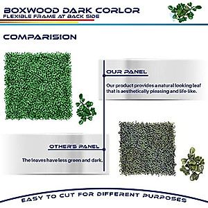 Windscreen4less Artificial Faux Ivy Leaf Decorative Fence Screen 20'' x 20" Boxwood/Milan Leaves Fence Patio Panel, Dark Green 12 Pieces