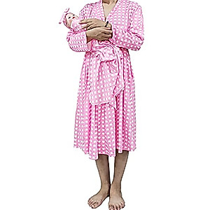QTECLOR Mommy Robe with Swaddle Set Girls Boys Maternity Robe for New Moms Gift Hospital Labor Delivery Nursing Loungewear