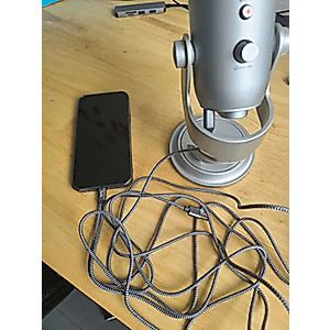 Compatible with Blue Yeti to iPhone 8 Pin Cable, Connect Blue Yeti to iPhone, Adapter, Adaptor, with USB Charging for iPhone 14 Plus 13 Pro Max 12 11 Xs Xr, iOS to Mini USB Cord for Yeti Nano DAC, 6ft