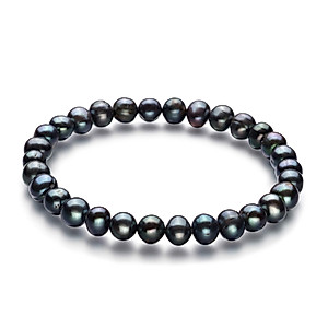 Bliss Black 6-7mm A Quality Freshwater Cultured Pearl Bracelet for Women-7 in length