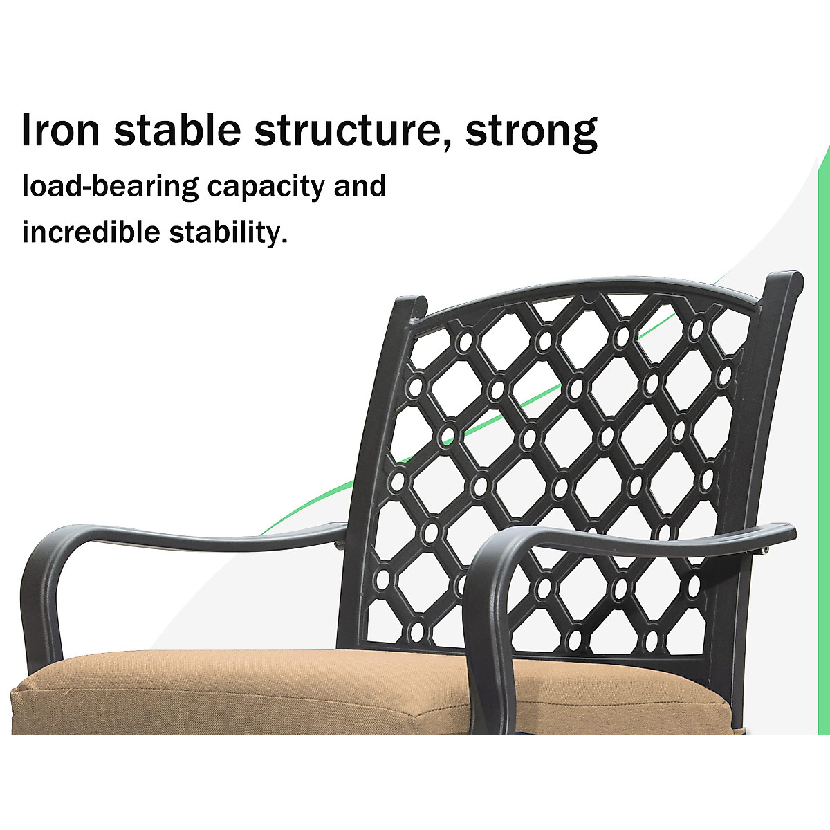 Domi Outdoor 7 pcs Patio Dining Set, Metal Dining Table, Swivel and Dining Chairs Conversation Set with Removable Beige Cushions for Garden Lawn Yard