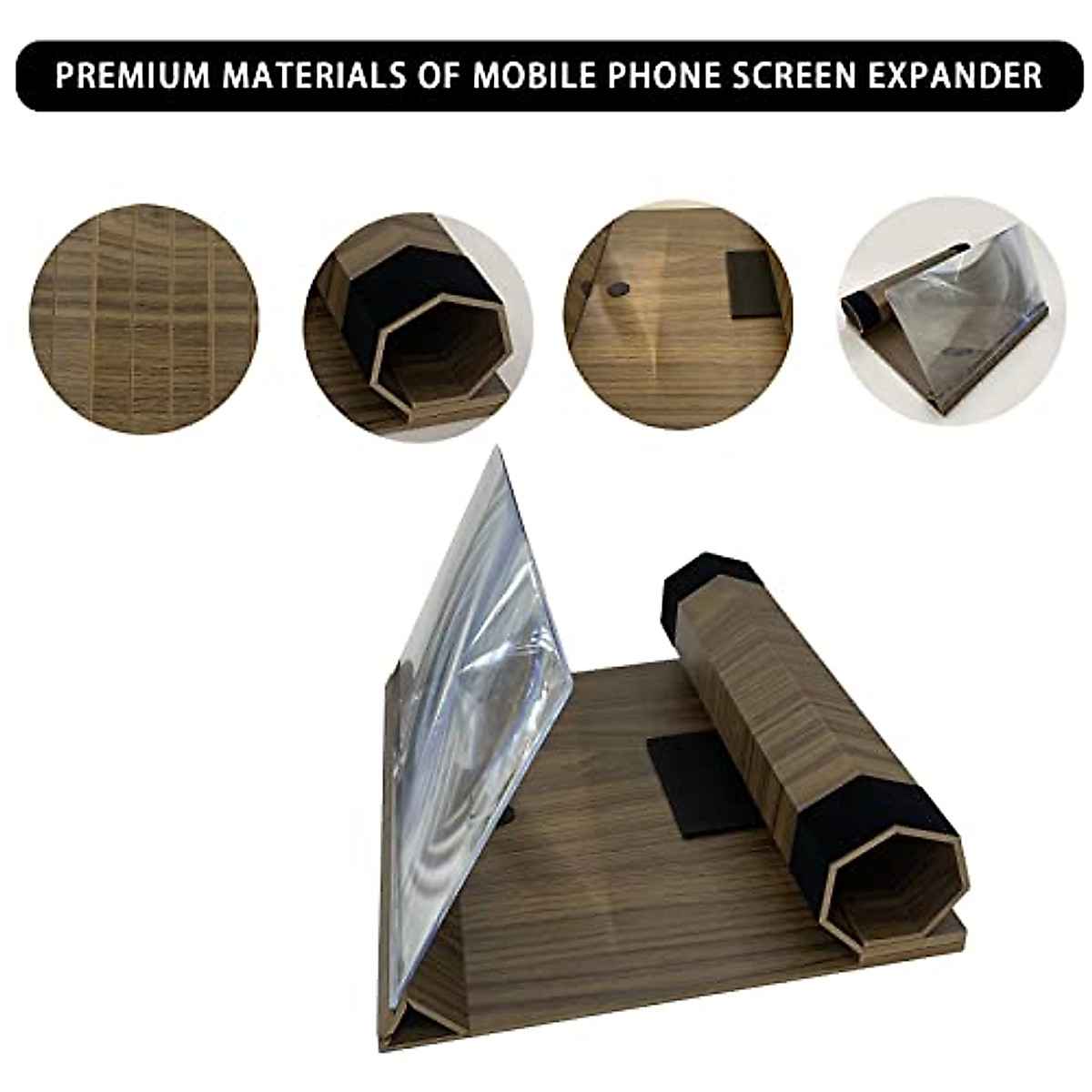 SUDOO 12 Inch Mobile Phone Screen Magnifier-3D Smartphone Expander for for Movies, Videos, and Gaming - Screen Amplifier Foldable Easy to Carry（25.5*22.7*1.2cm）