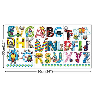ufengke Alphabet ABC and Superheroes Wall Stickers Stars Letters Wall Decals Wall Decor for Kids Bedroom Nursery