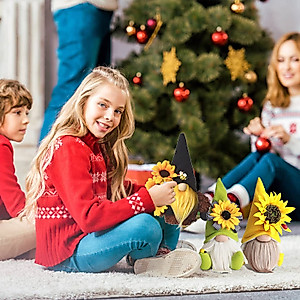 BERNIE ANSEL 2 Pcs Sunflower Gnome,Summer Gnomes Flannelette Doll, Spring Gnomes Plush, Spring Cute Faceless Doll Tomte Nisse Elf Bee Festival Home Farmhouse Kitchen Decor