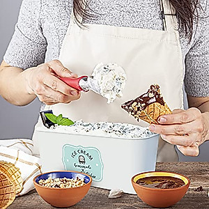 Set of 2 Reusable Ice Cream Tub Containers For Homemade Ice Cream 1.6 Quart Ea. - Perfect for Sorbet, Frozen Yogurt Or Gelato - Stackable Storage Containers, Stickers And Lids Stores Easily In Freezer