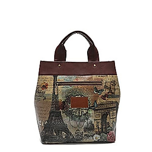 Nicole Lee Paris Fashion Week Large Shoulder Tote Bag, Butterfly Flower Embellishments, Multiple Pockets, Optional Crossbody Strap