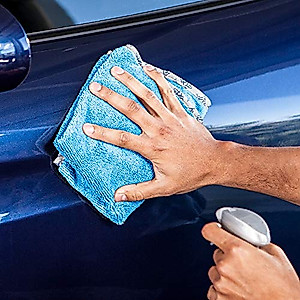 MW Pro Microfiber Car Towels (16"x 24") | 400 GSM | 80/20 Blend | Tagless | Soft Satin Piped Edges | All-Purpose Auto Detailing - Wax, Buff, Polish, Wash, Dry | 3 Pack (Blue)